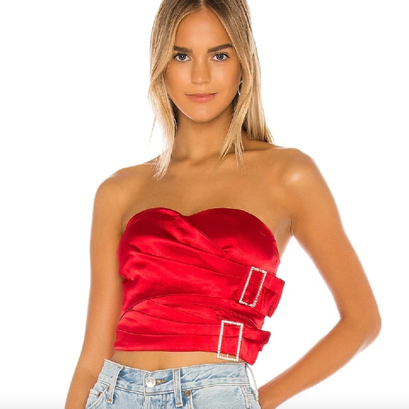 superdown | Tops | Revolve Superdown Trixie Strapless Bustier Red Satin ...